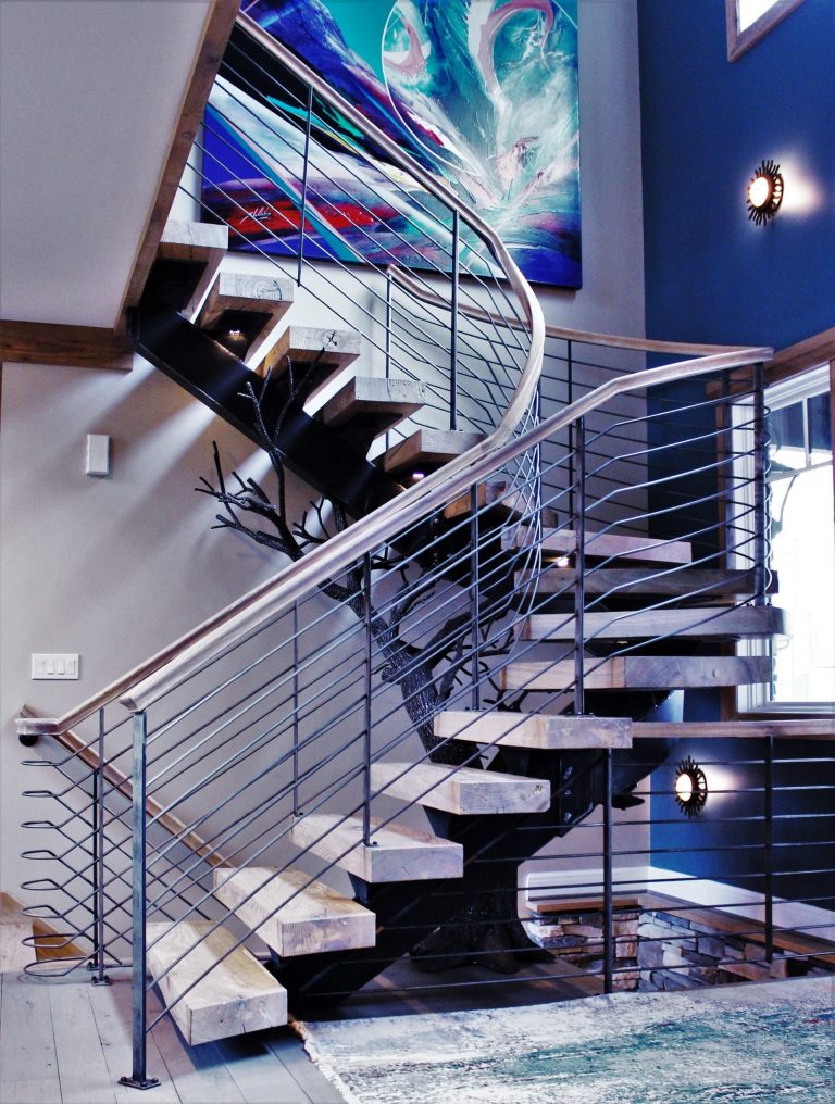 Steel "Tree Stair" Floating Curved Staircase