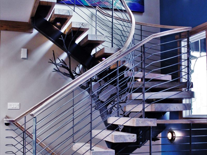 "Tree Stair" Floating Curved Staircase - Great Lakes Metal Fabrication