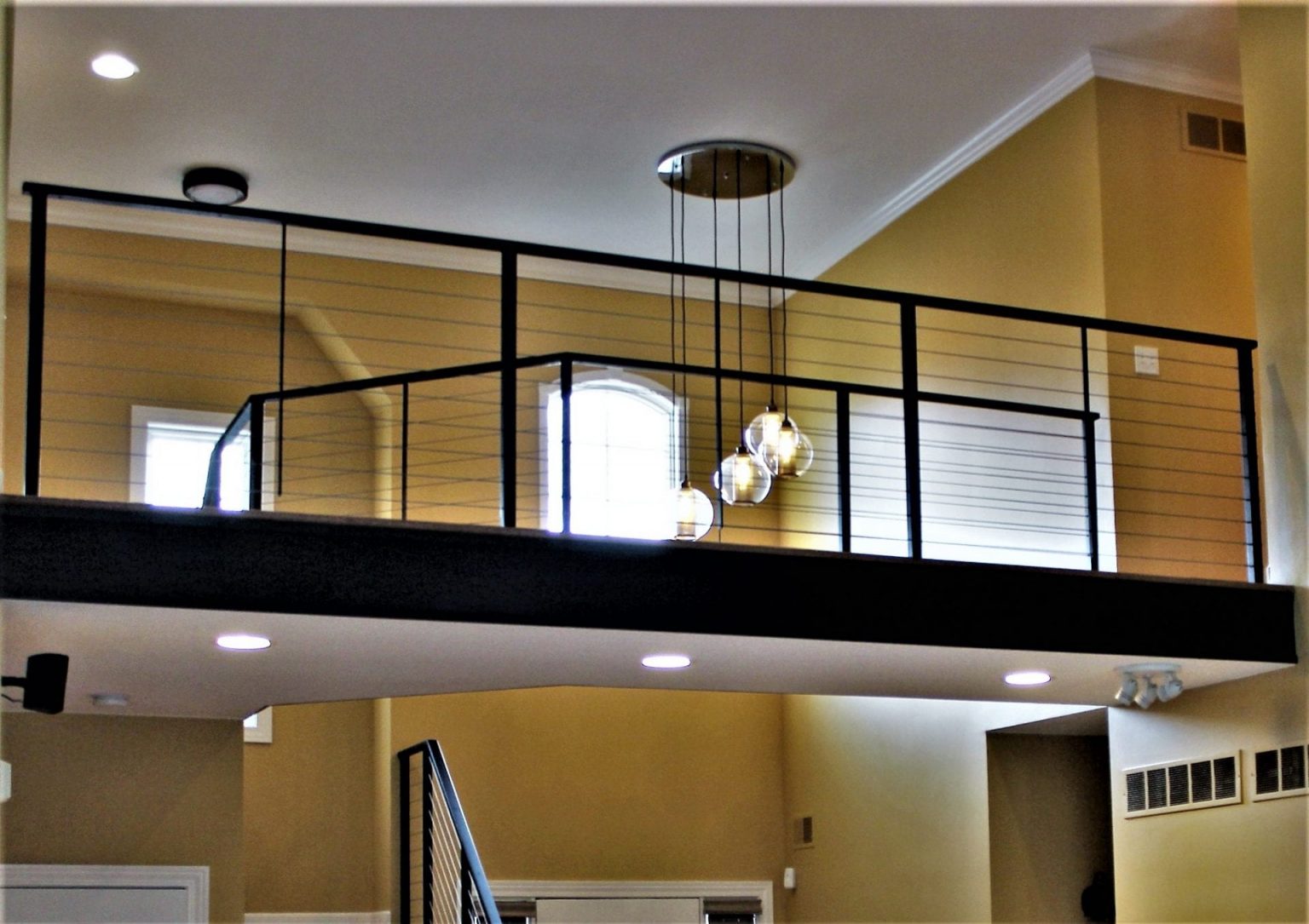 Cable Rail for Interior Wood Stairs - Great Lakes Metal Fabrication