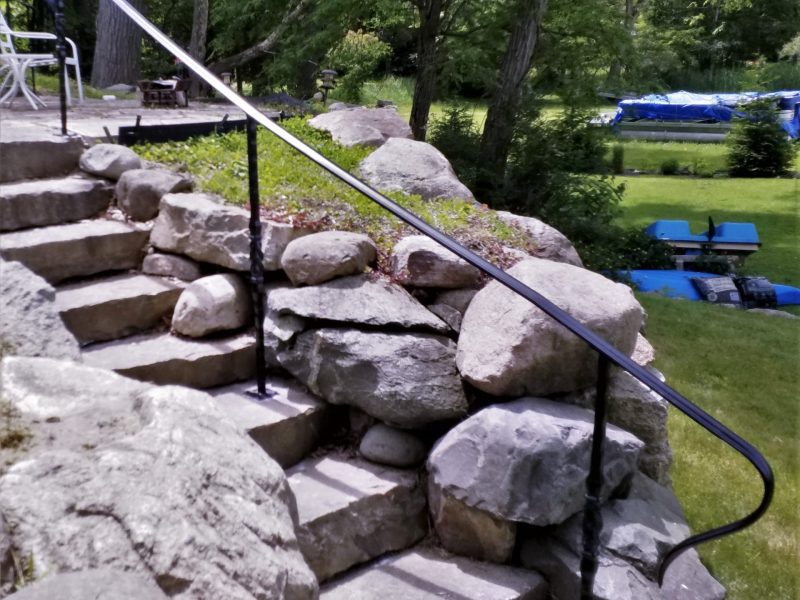 Decorative Wrought Iron Rail on Stone Steps - Great Lakes Metal Fabrication