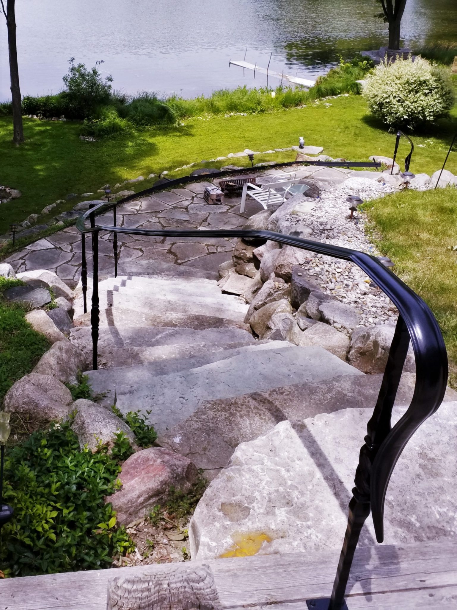 Decorative Wrought Iron Rail on Stone Steps - Great Lakes Metal Fabrication