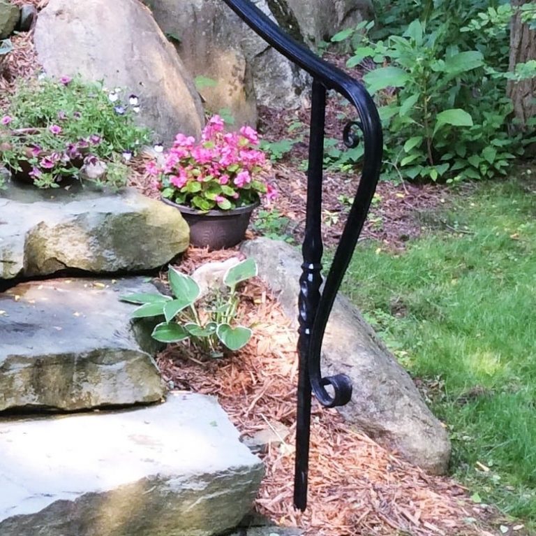Handrail on Stone Landscape Steps - Great Lakes Metal Fabrication