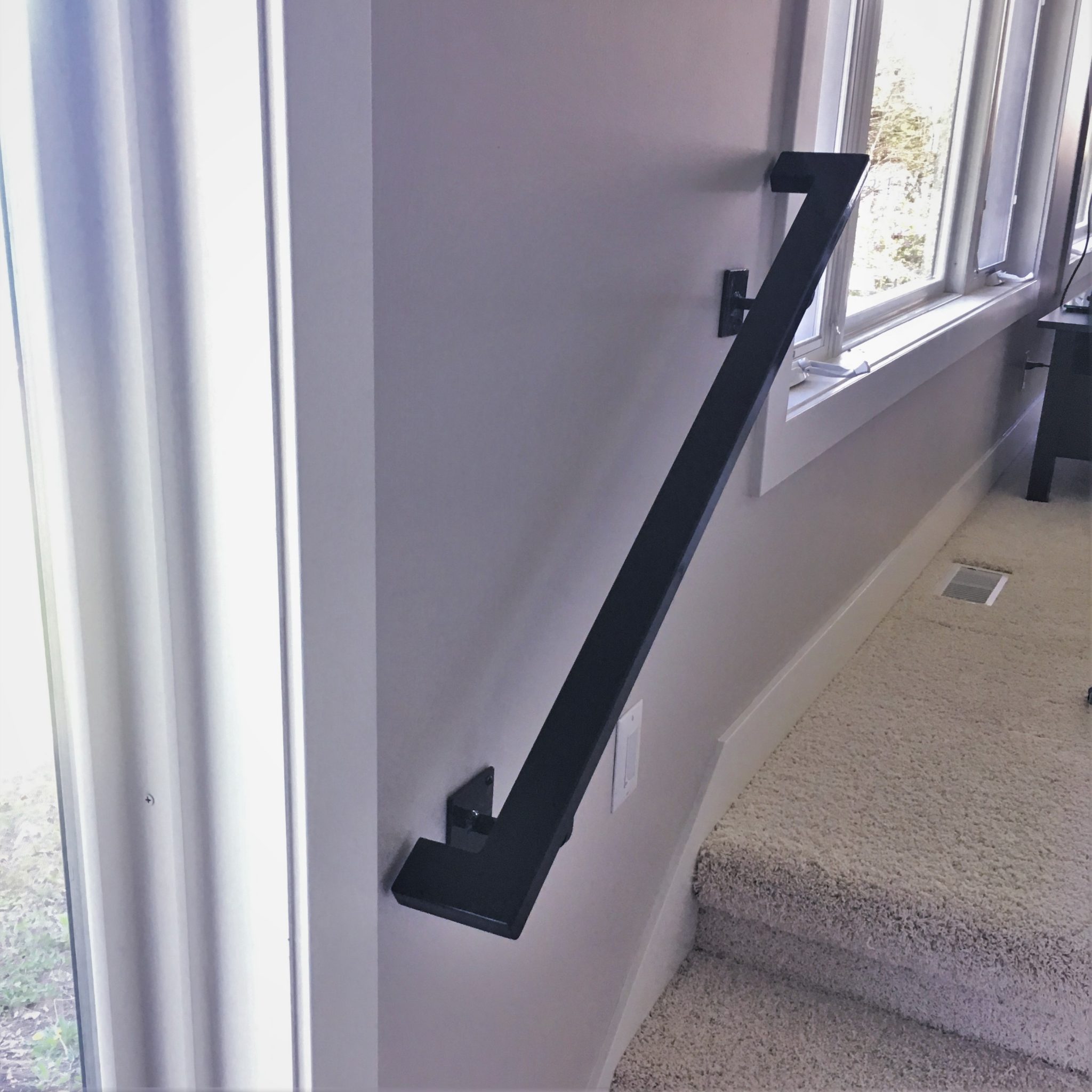 Short Metal Handrail with Square Brackets - Great Lakes Metal Fabrication