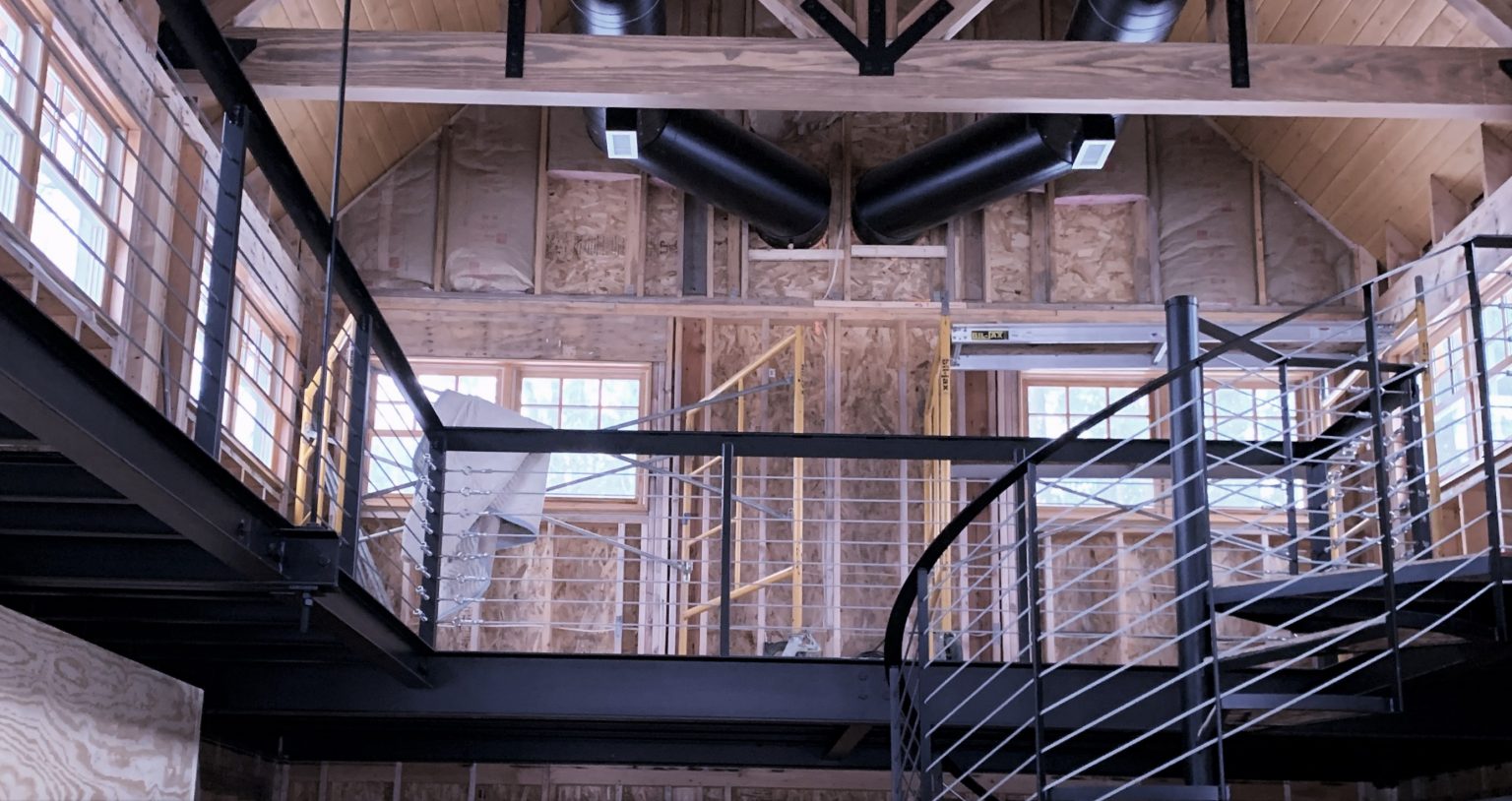 Catwalk Cable Railing and Spiral Stair - Great Lakes Metal Fabrication