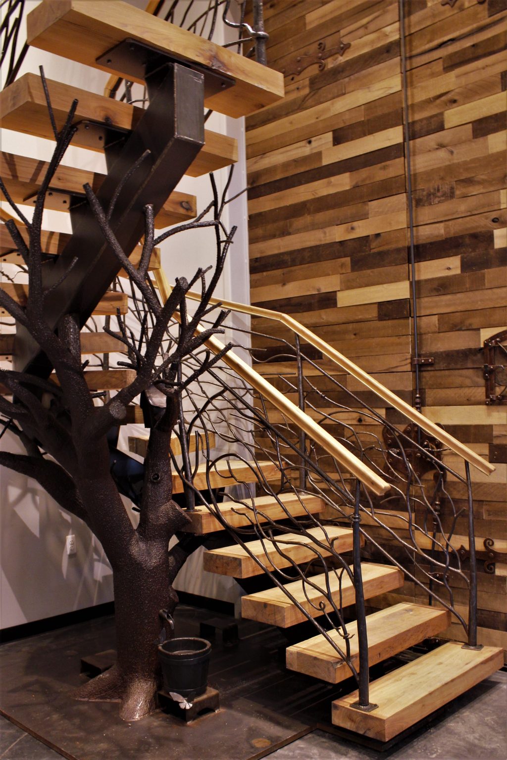 "Tree Stair" Floating Curved Staircase - Great Lakes Metal Fabrication
