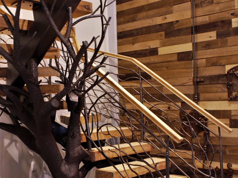 "Tree Stair" Rustic Floating Metal Staircase - Great Lakes Metal ...
