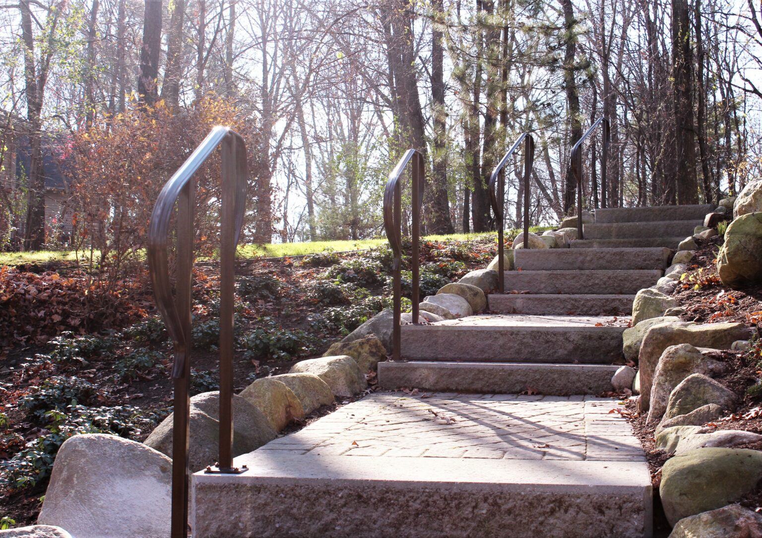 Oversize Handrails for Landscaping Steps - Great Lakes Metal Fabrication