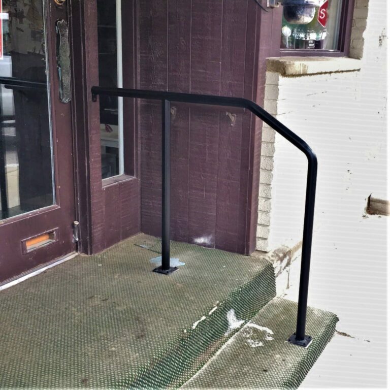Storefront Pipe Handrails | Durable Metal Railing Design