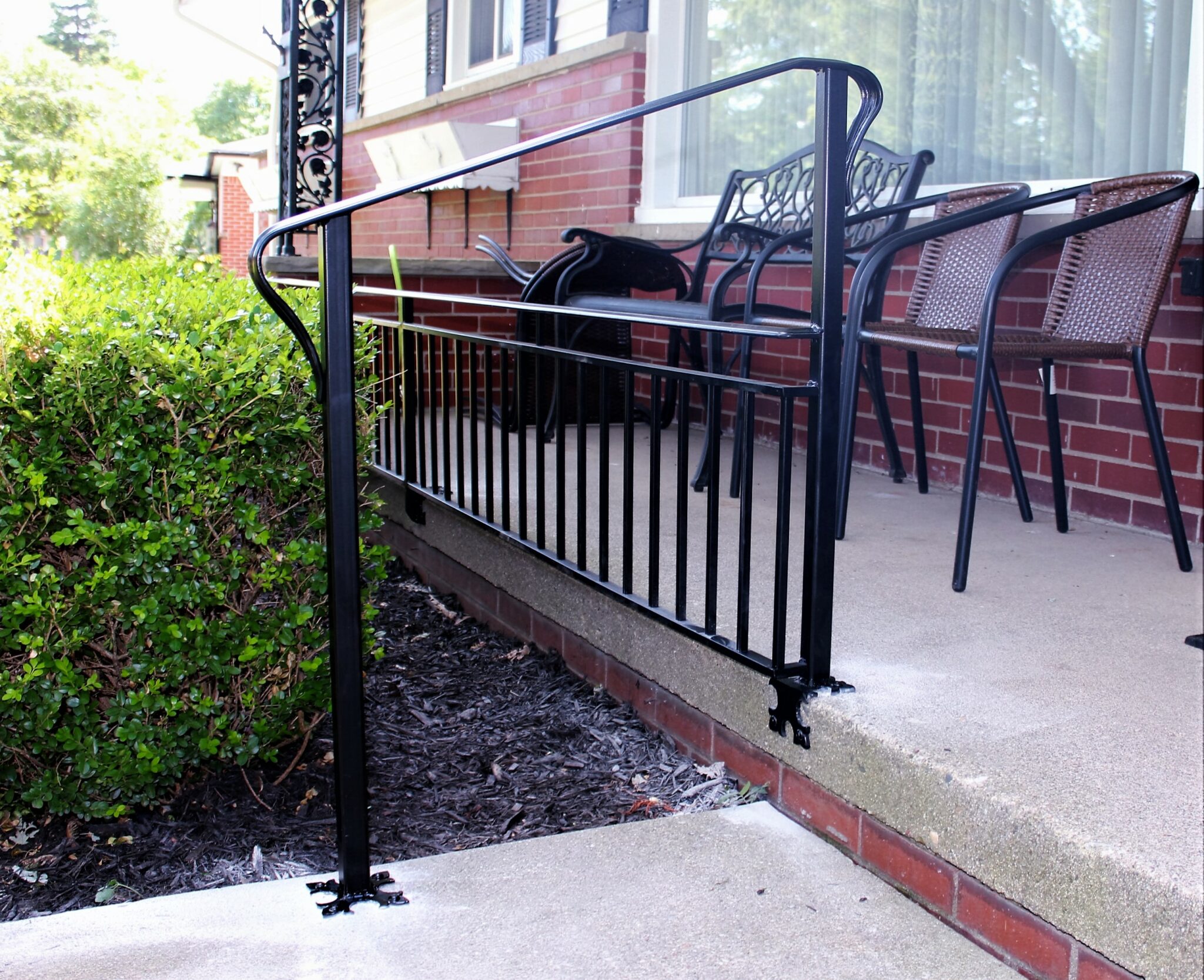 Knee Rail and Handrail at Porch Step - Great Lakes Metal Fabrication